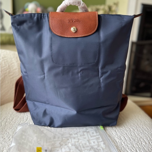 Longchamp | Bags | Longchamp Mens Backpack In Deep Blue And Rich Brown ...